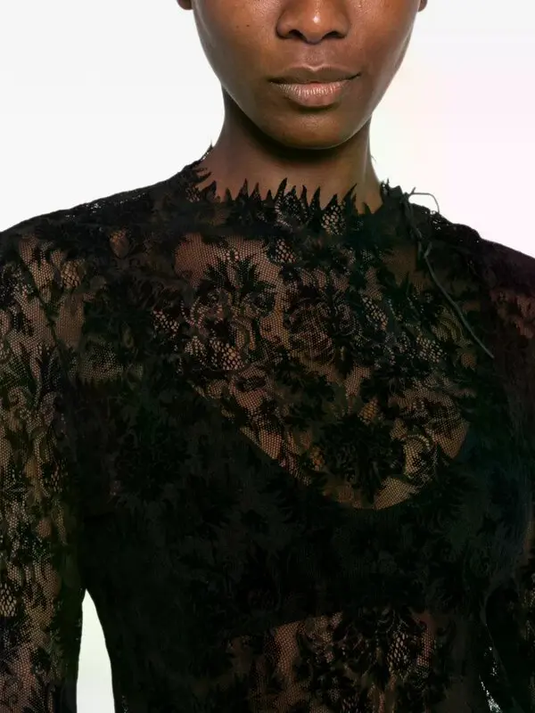 PAULINE DUJANCOURT Lace-knit Long-sleeve Top