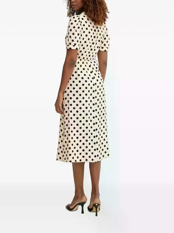 MORGAN Polka-dot Puff Sleeve Midi Dress