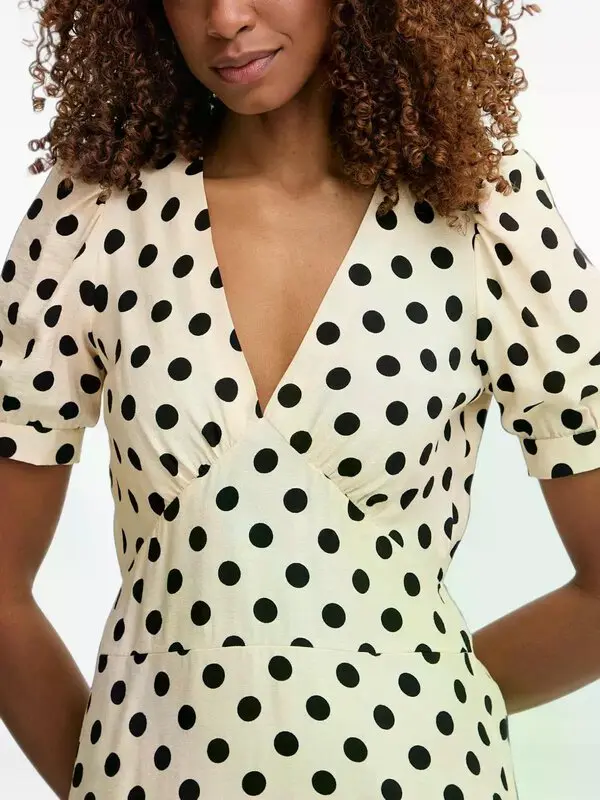 MORGAN Polka-dot Puff Sleeve Midi Dress