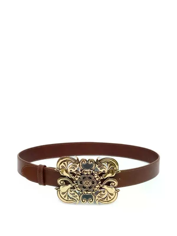 Chloé The Wild Medallion Buckle Leather Belt - Brown