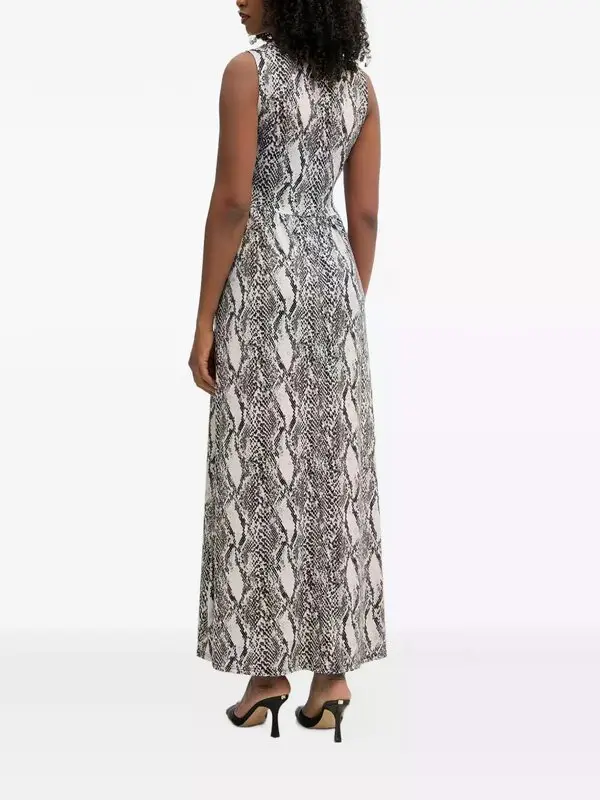 MORGAN Snake Print Belted Maxi Dress