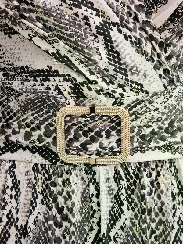 MORGAN Snake Print Belted Maxi Dress