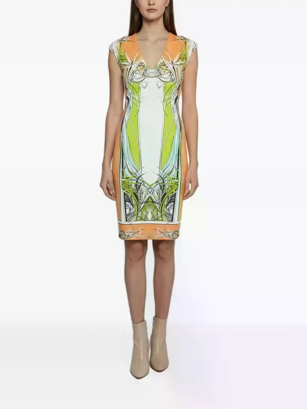Roberto Cavalli Graphic Print Sleeveless Midi Dress - White
