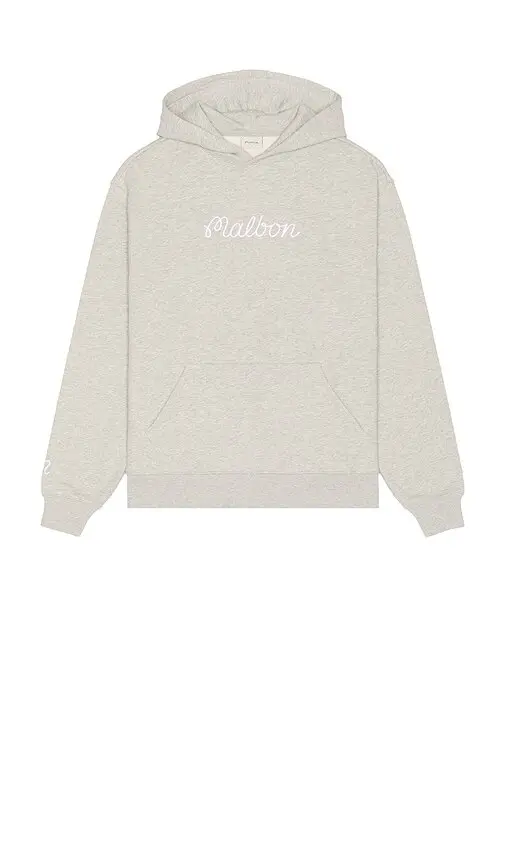 MALBON Embroidered Logo Fleece Hoodie - Grey