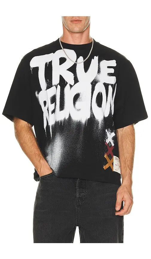 True Religion Short Sleeve Graffiti Boxy Tee In . Also