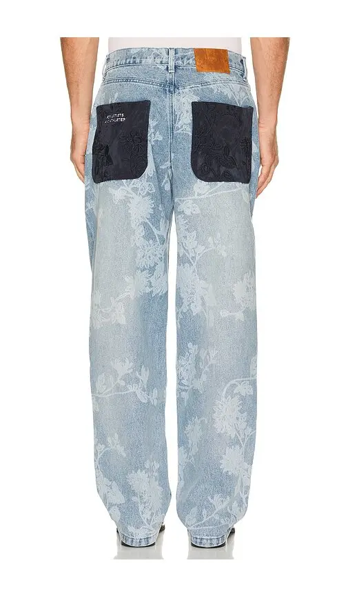 RYOKO RAIN Laser Engraved Floral Jeans