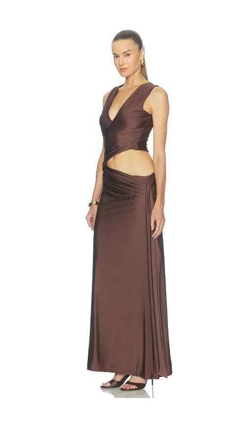 RUNAWAY THE LABEL Mazini Deep Plunge Maxi Dress