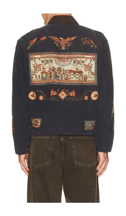 SAMUEL ZELIG Embroidered Canvas Work Jacket - Grey