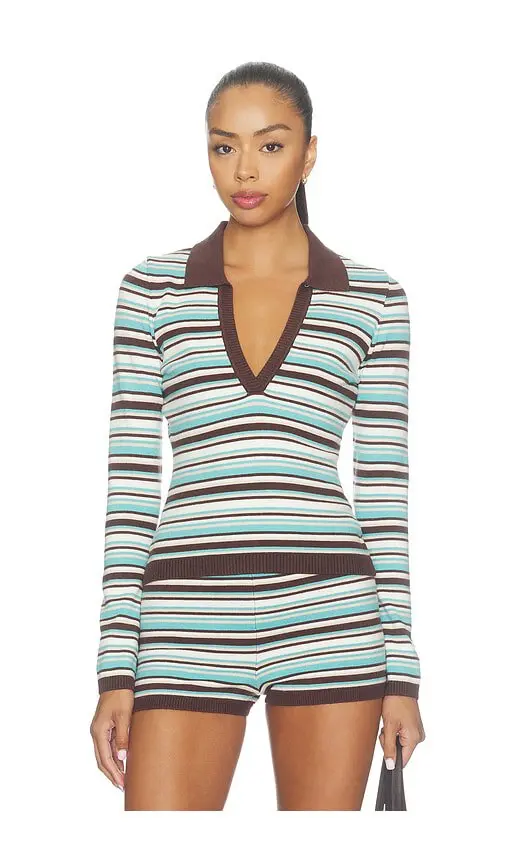 SEVEN WONDERS Collared Long Sleeve Knit Top