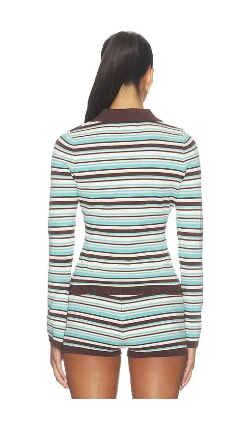 SEVEN WONDERS Collared Long Sleeve Knit Top