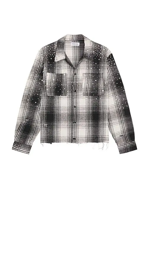 RYOKO RAIN Button Up Rhinestone Flannel In . Also