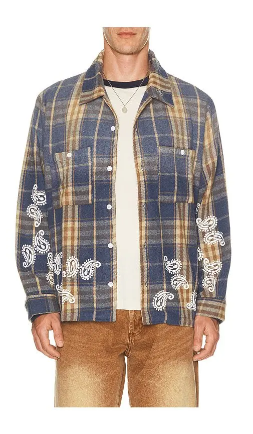 RYOKO RAIN Blue Plaid Paisley Flannel In . Also