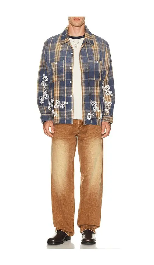 RYOKO RAIN Blue Plaid Paisley Flannel In . Also