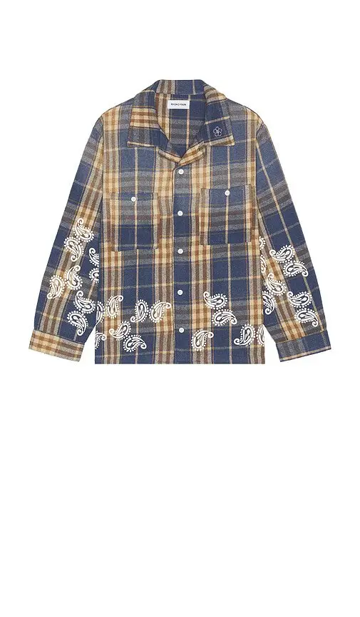 RYOKO RAIN Blue Plaid Paisley Flannel In . Also