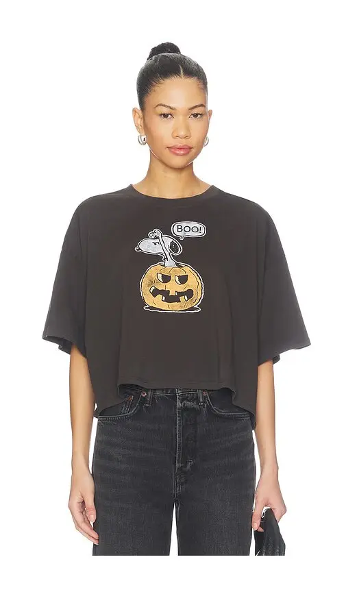 Daydreamer Peanuts Spooky Pumpkin Cropped T-shirt