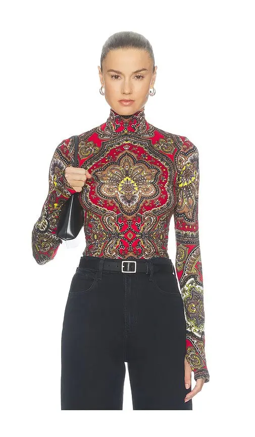 Alice + Olivia Delaina Longsleeve Turtleneck Top In . Also