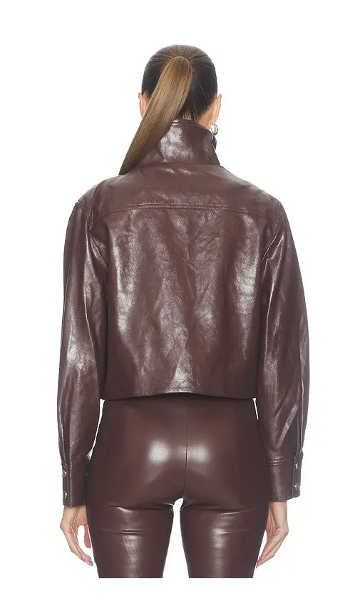 Alice + Olivia Faux Leather Cropped Parka