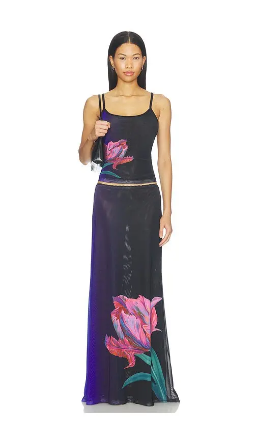 WITH HARPER LU Mesh Camisole Top In . Also