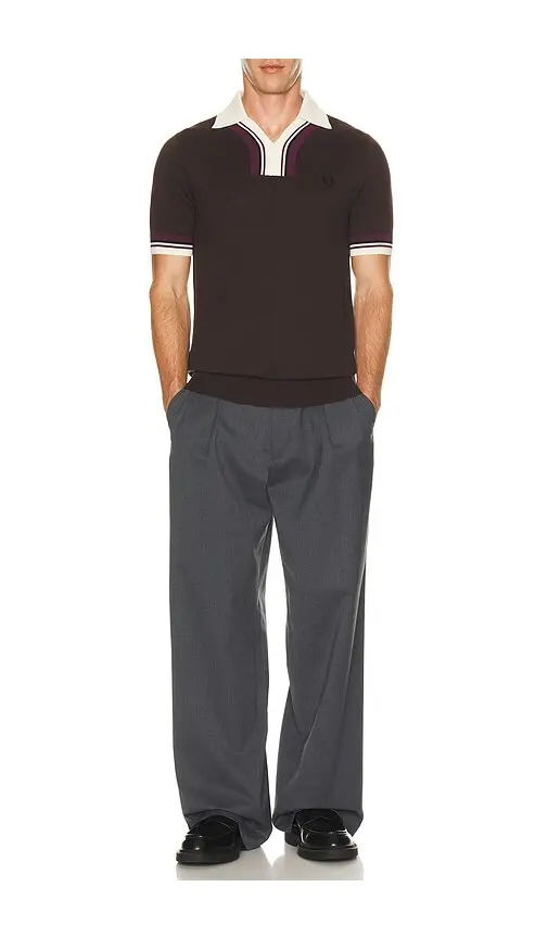 Fred Perry Tipped Open Neck Knitted Shirt In . Also