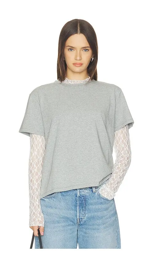 Lna Mirage Lace Two Piece Long Sleeve Top In . Also