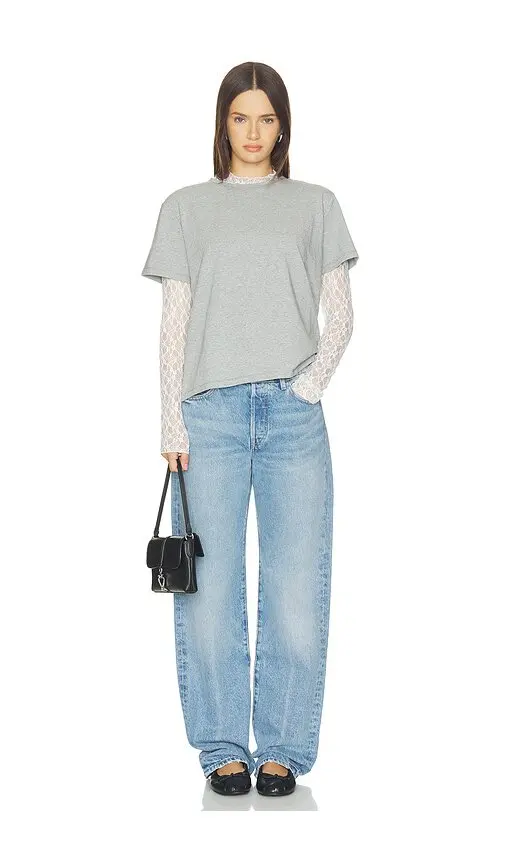 Lna Mirage Lace Two Piece Long Sleeve Top In . Also