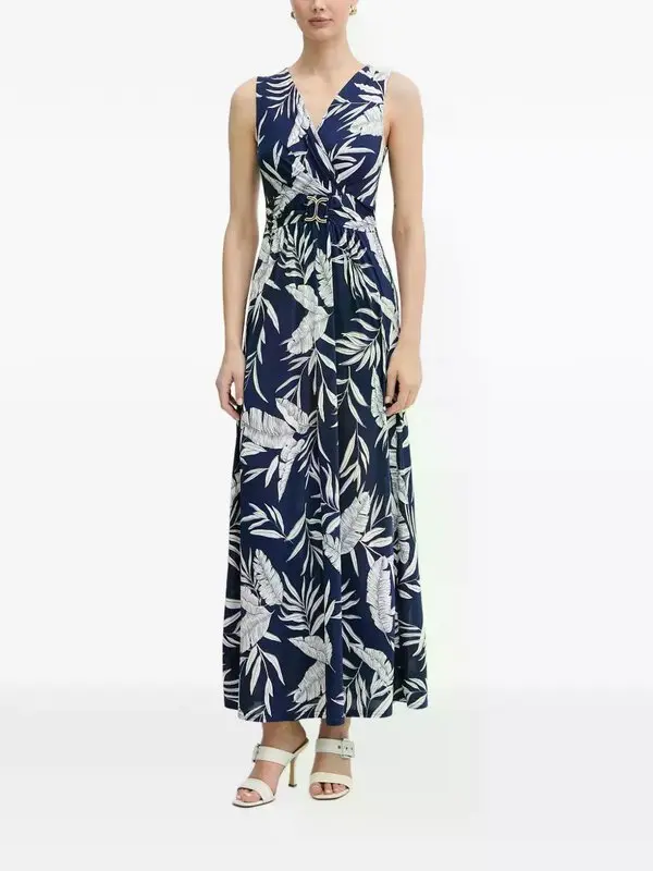 MORGAN Leaf-print Buckle-detail Maxi Dress