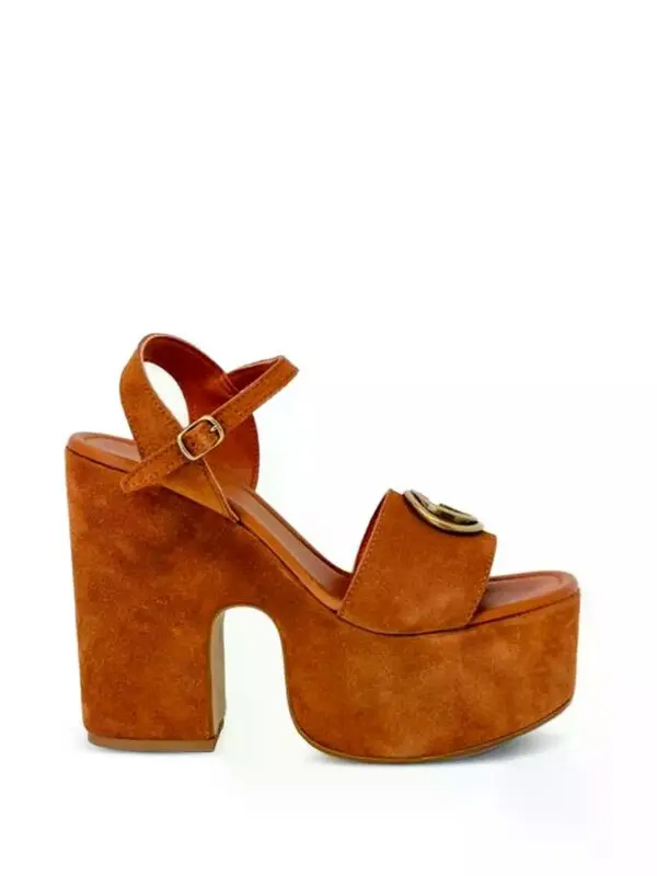 Guess Logo-plaque Platform Sandals - Brown