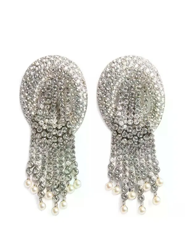 Valentino Garavani Kabarett Crystal-embellished Tassel Earrings - Silver