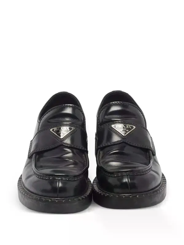 Prada Leather Glossy Finish Loafers