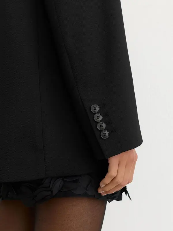 REISS Stretch-twill Relaxed Single-breasted Blazer - Black