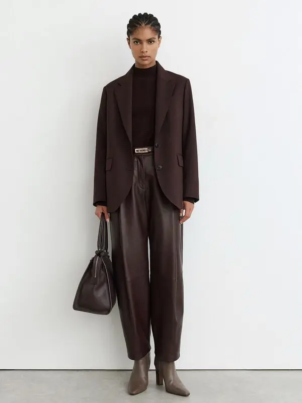REISS Stretch-twill Relaxed Single-breasted Blazer - Grape