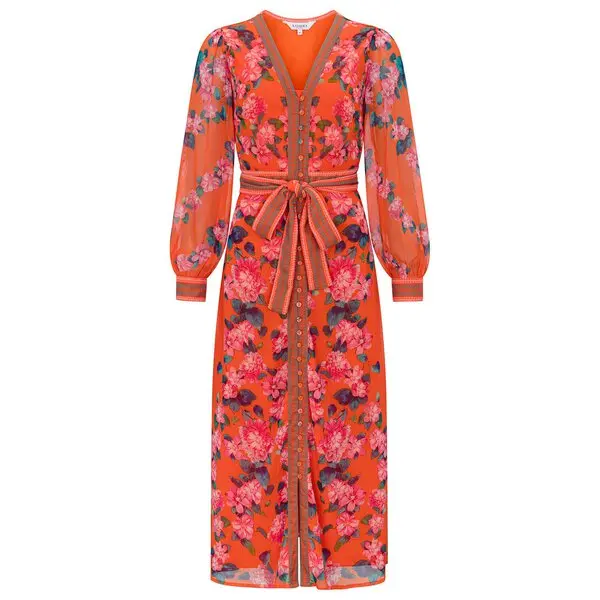 RAISHMA Athena Floral Print Midi Dress