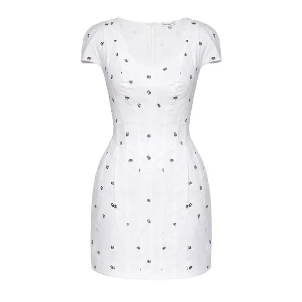 POST MERIDIEM Cotton Mini Dress With Shaped Seams - White