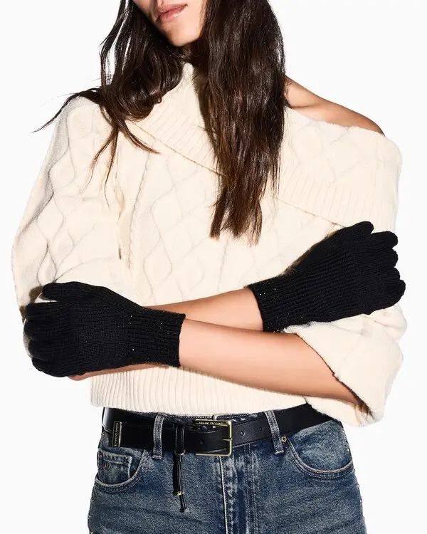 Armani Exchange Glove In Knitted Virgin Wool