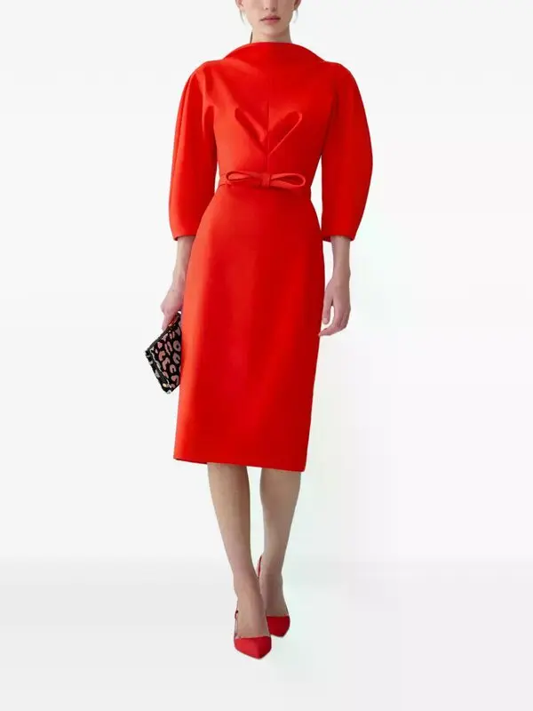 Carolina Herrera Draped-neck Bow-detailed Midi Dress - Red