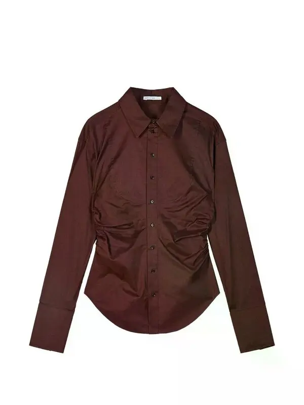 Patrizia Pepe Ruched Long-sleeve Shirt - Brown