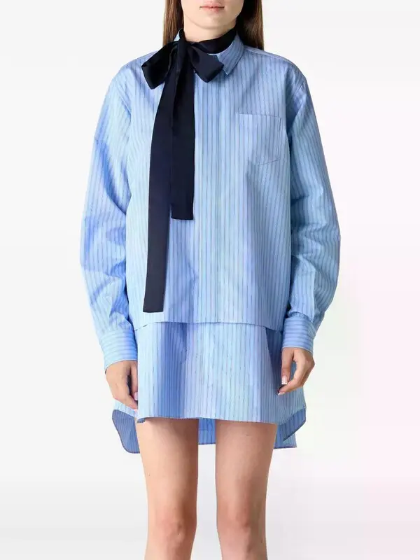 Sacai Striped Poplin Mini Shirt Dress - Blue