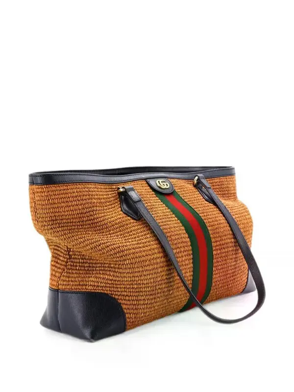 Gucci Ophidia Shopping Straw Medium Tote Bag