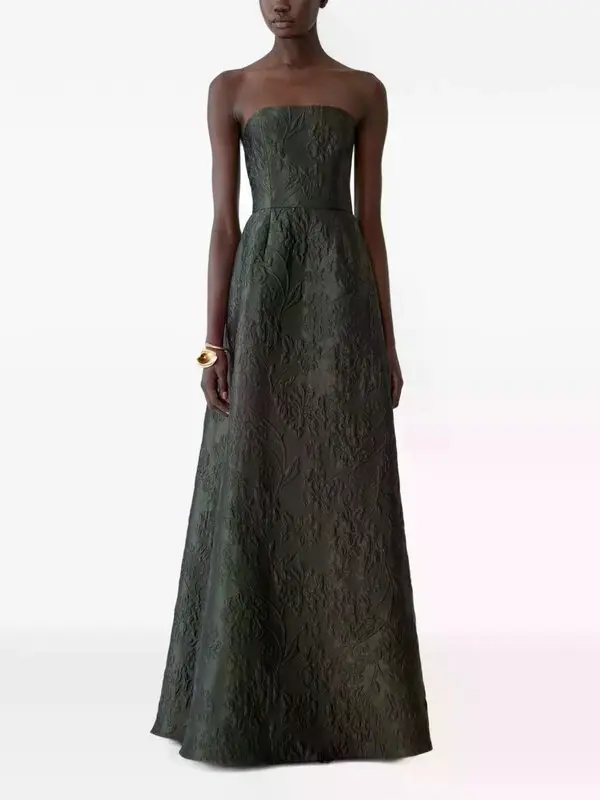 Carolina Herrera Floral-jacquard Strapless Maxi Dress