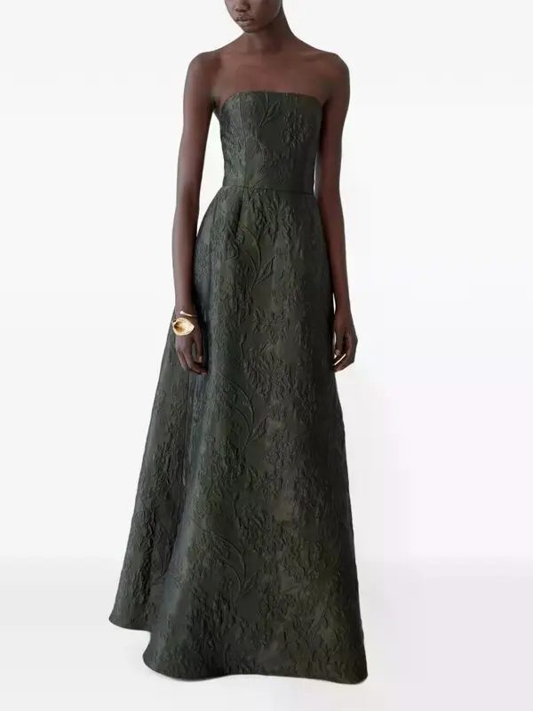 Carolina Herrera Floral-jacquard Strapless Maxi Dress
