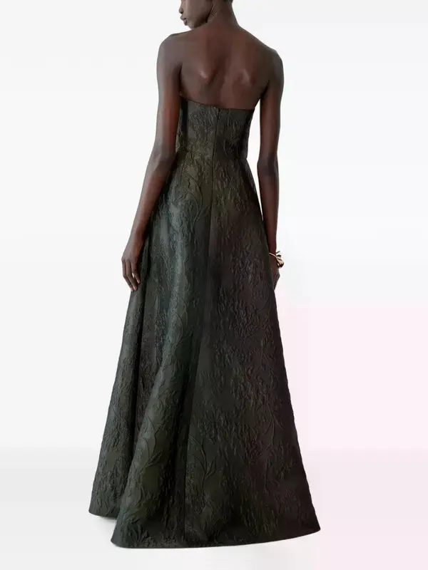 Carolina Herrera Floral-jacquard Strapless Maxi Dress