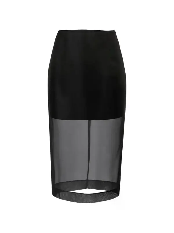 Carolina Herrera Organza Silk Midi Skirt - Black