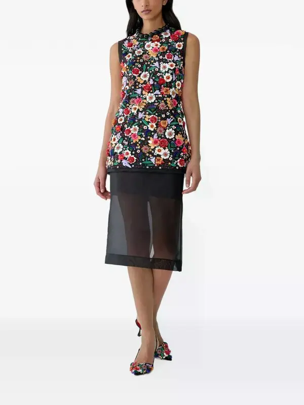 Carolina Herrera Organza Silk Midi Skirt