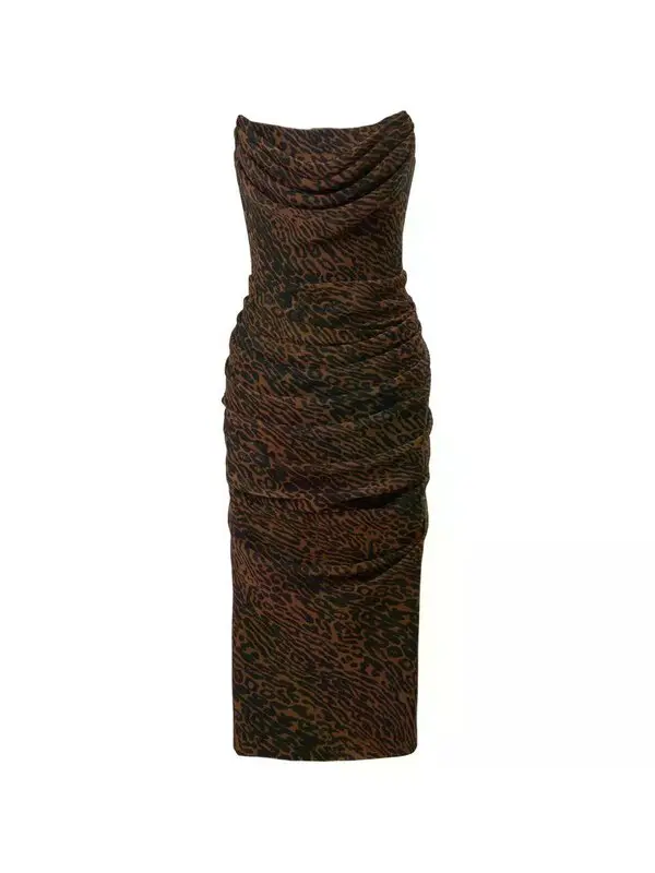 Carolina Herrera Leopard-print Draped Midi Dress