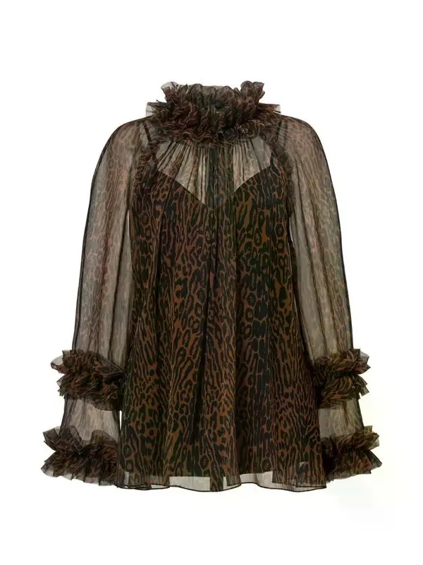 Carolina Herrera Ruffled Leopard-print Top