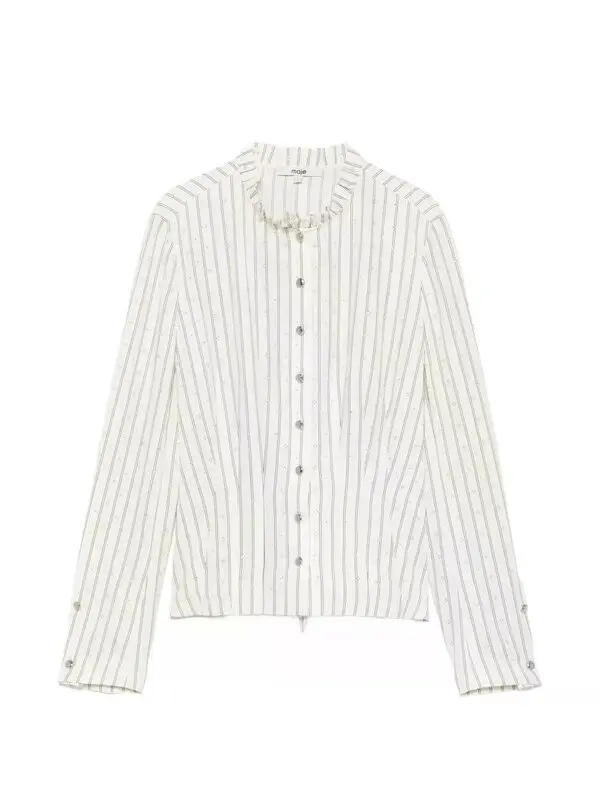 Maje Striped Victorian-collar Blouse