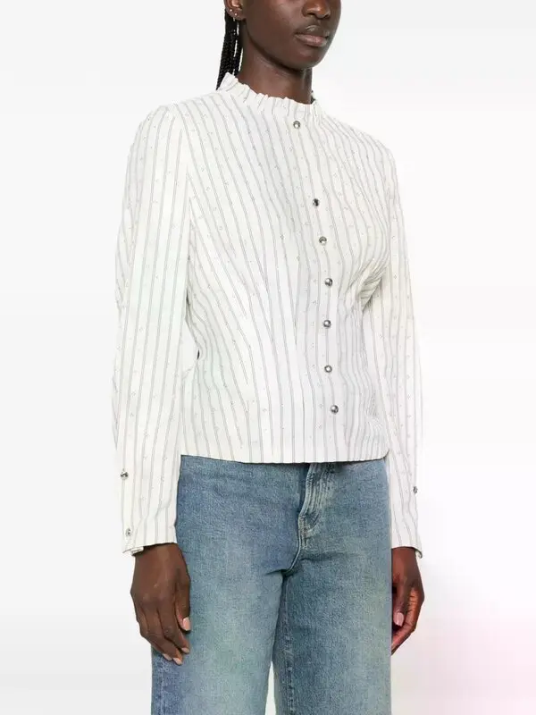 Maje Striped Victorian-collar Blouse