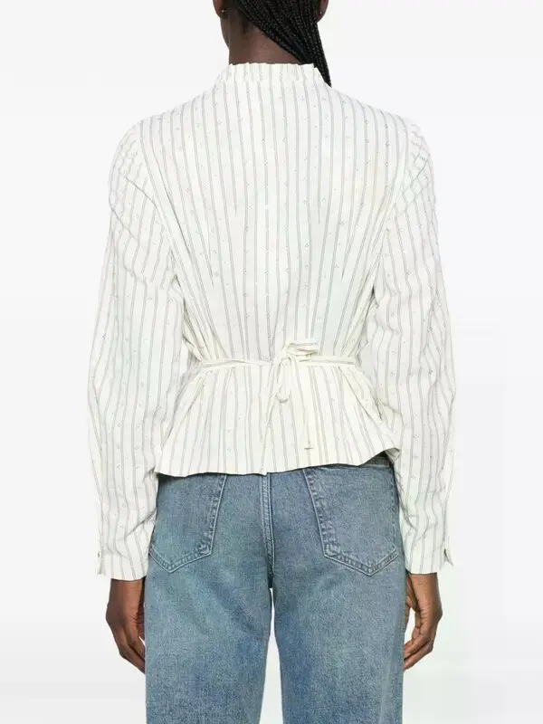 Maje Striped Victorian-collar Blouse