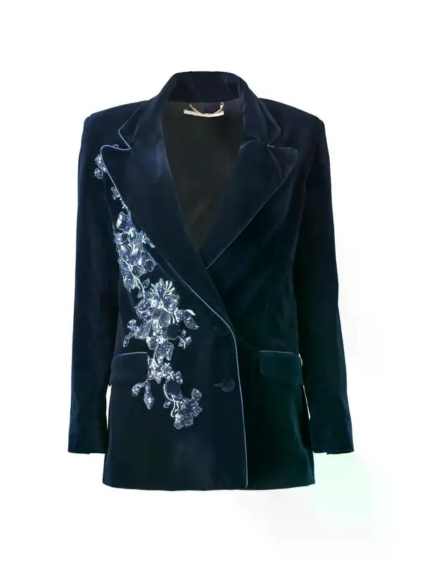 Borgo De Nor Quinn Sequin-embellished Velvet Blazer - Blue