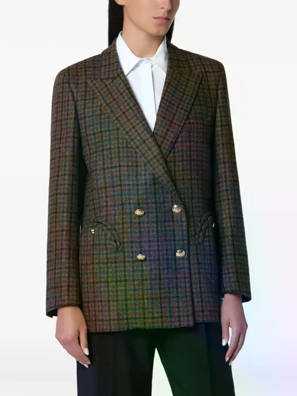 BLAZÉ MILANO Amandira Everyday Check-pattern Wool Blazer - Brown